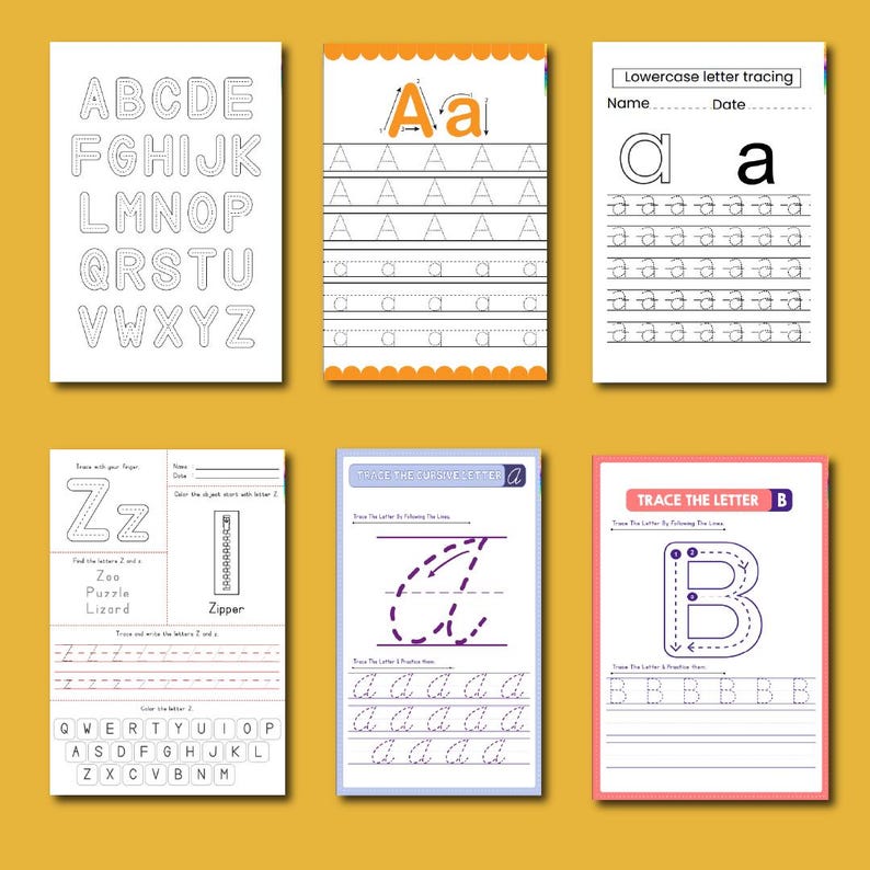 Alphabet Tracing Worksheets for Kids, Printable Letter Tracing Workbook ...