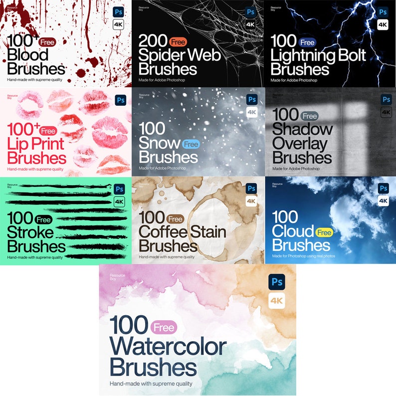 2500+ Photoshop Brush Mega Bundle: Stipple, Scribble, Splatter PSD Ultimate Photoshop Brush Set ...