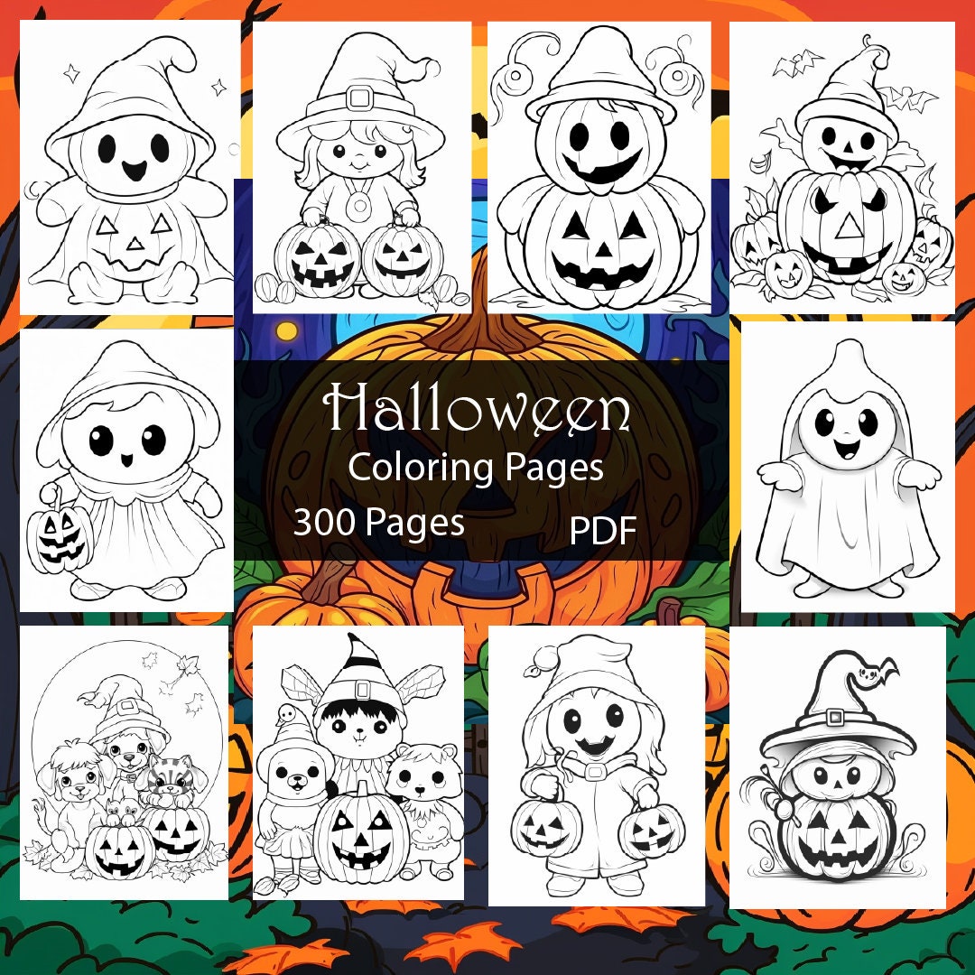 300 Halloween Kawaii Coloring Pages, Halloween Coloring Pages for Kids ...