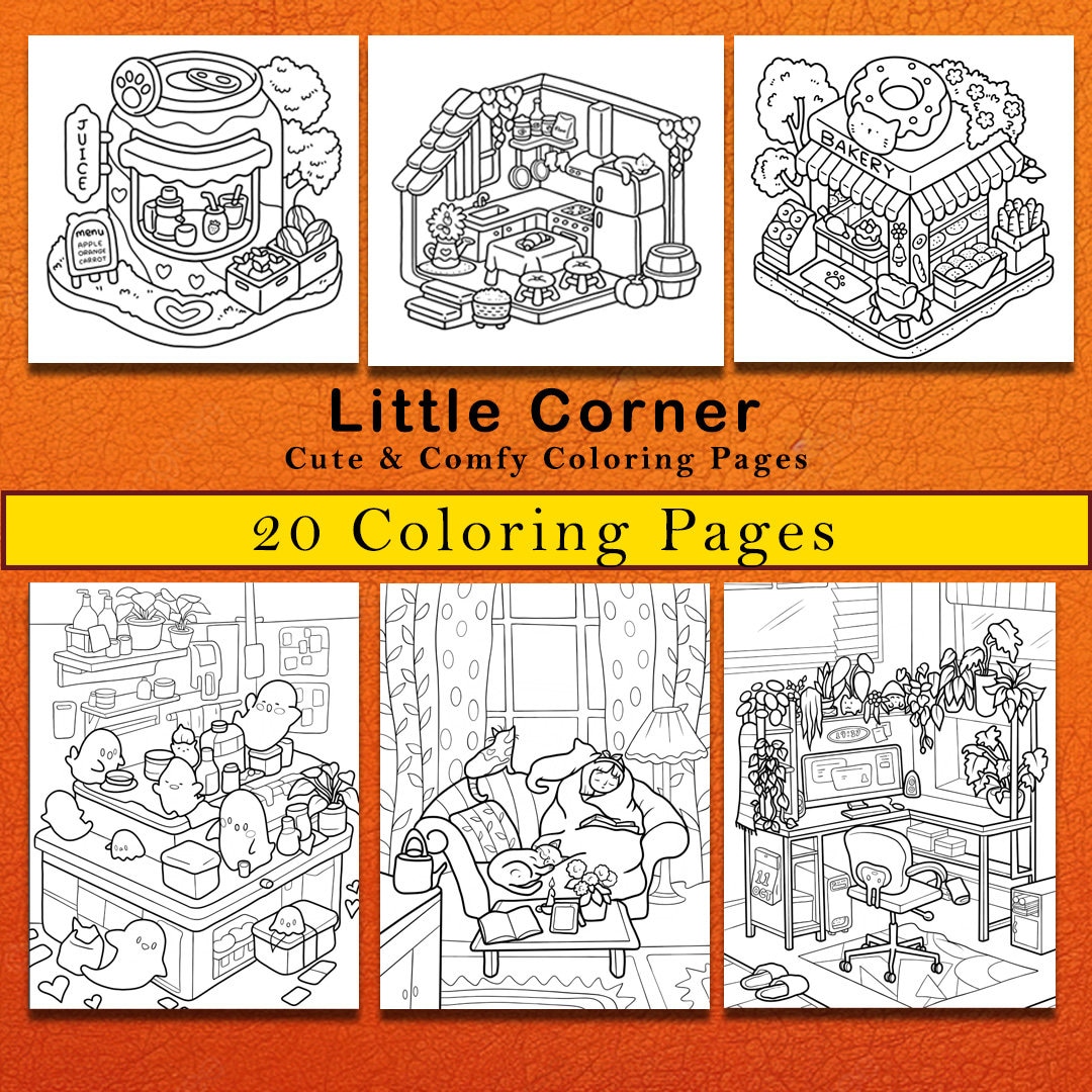 Little Corner: Super Cute Designs of Cozy, Hygge Spaces Coloring Pages ...