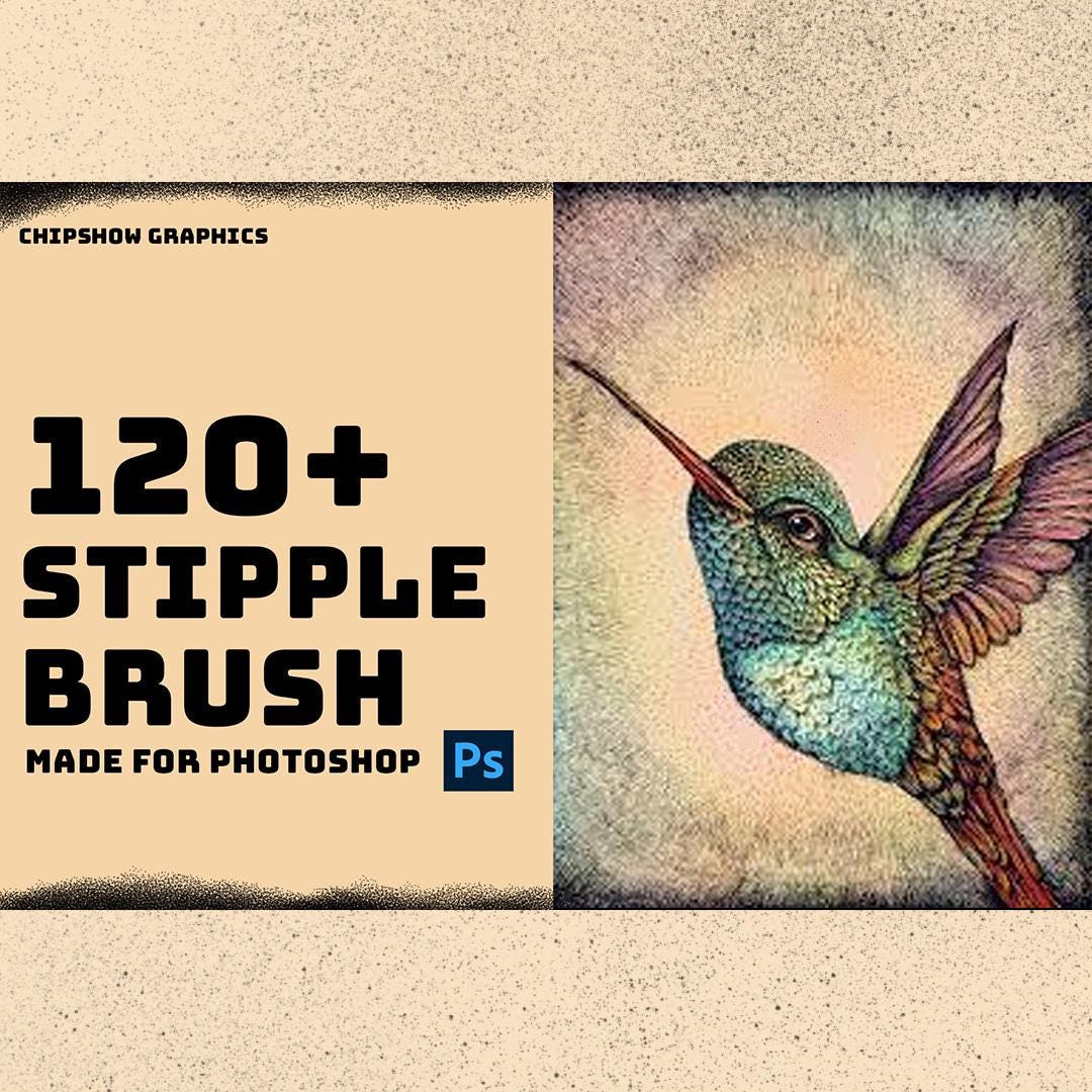 120+ Premium Stipple and Grain Brush Set for Photoshop, Texture Brush ...