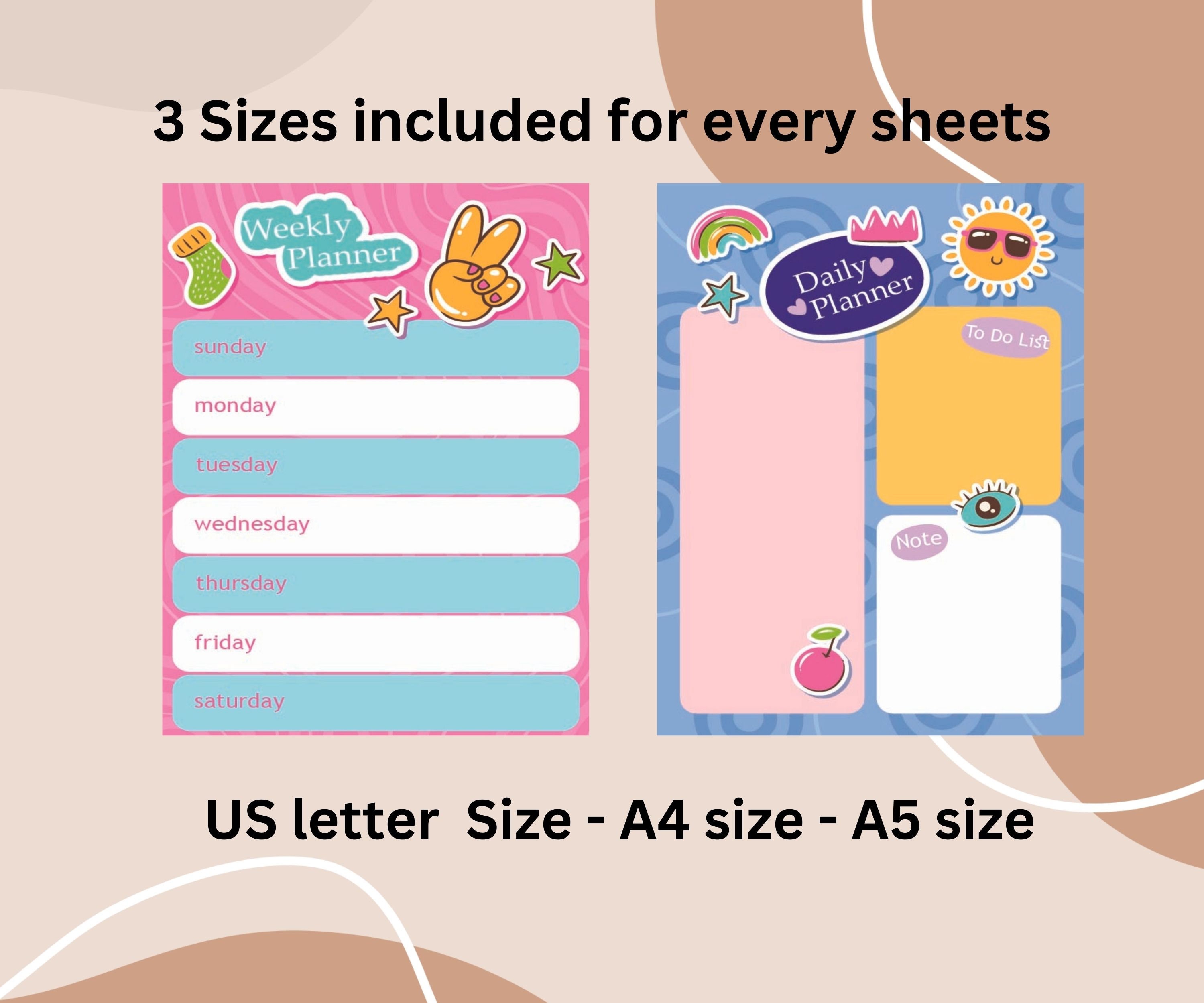 Weekly Printable Planner Funky Theme Cute Planner , 2023 , Personal ...