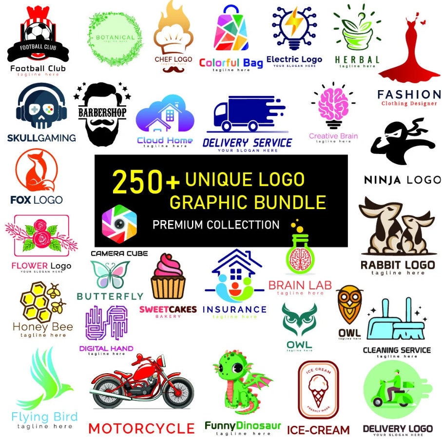 800 Customised Logo Designs Bundle | Graphic Assets Package | Logo ...