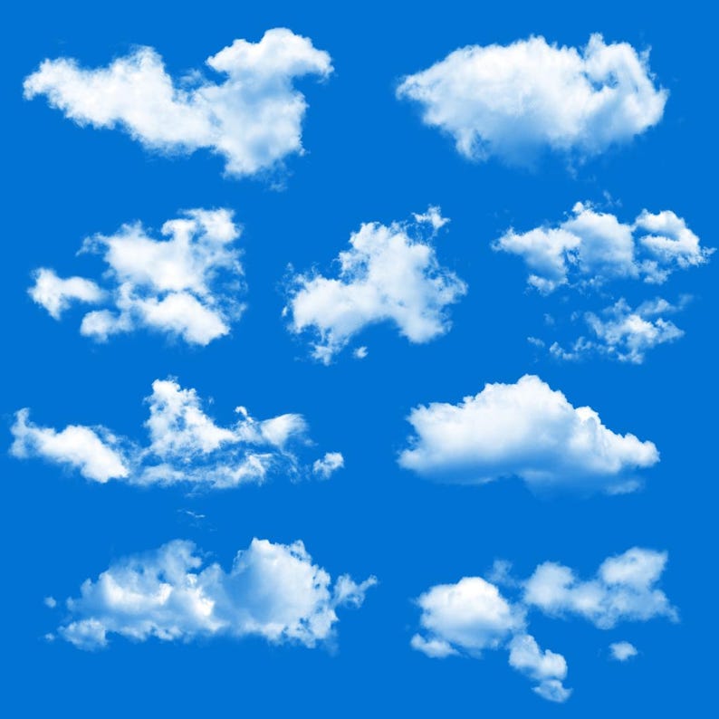 100 Cloud Overlays: 4K Transparent PNG Clipart (digital Download) - Etsy UK