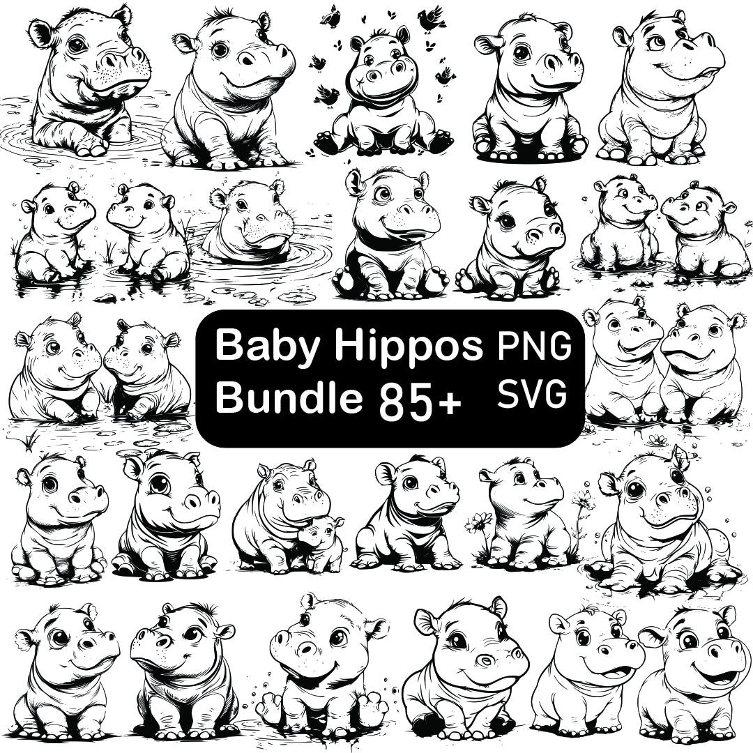 Baby Hippo SVG Bundle, Baby Hippo PNG, Animal SVG, Hippopotamus Svg ...