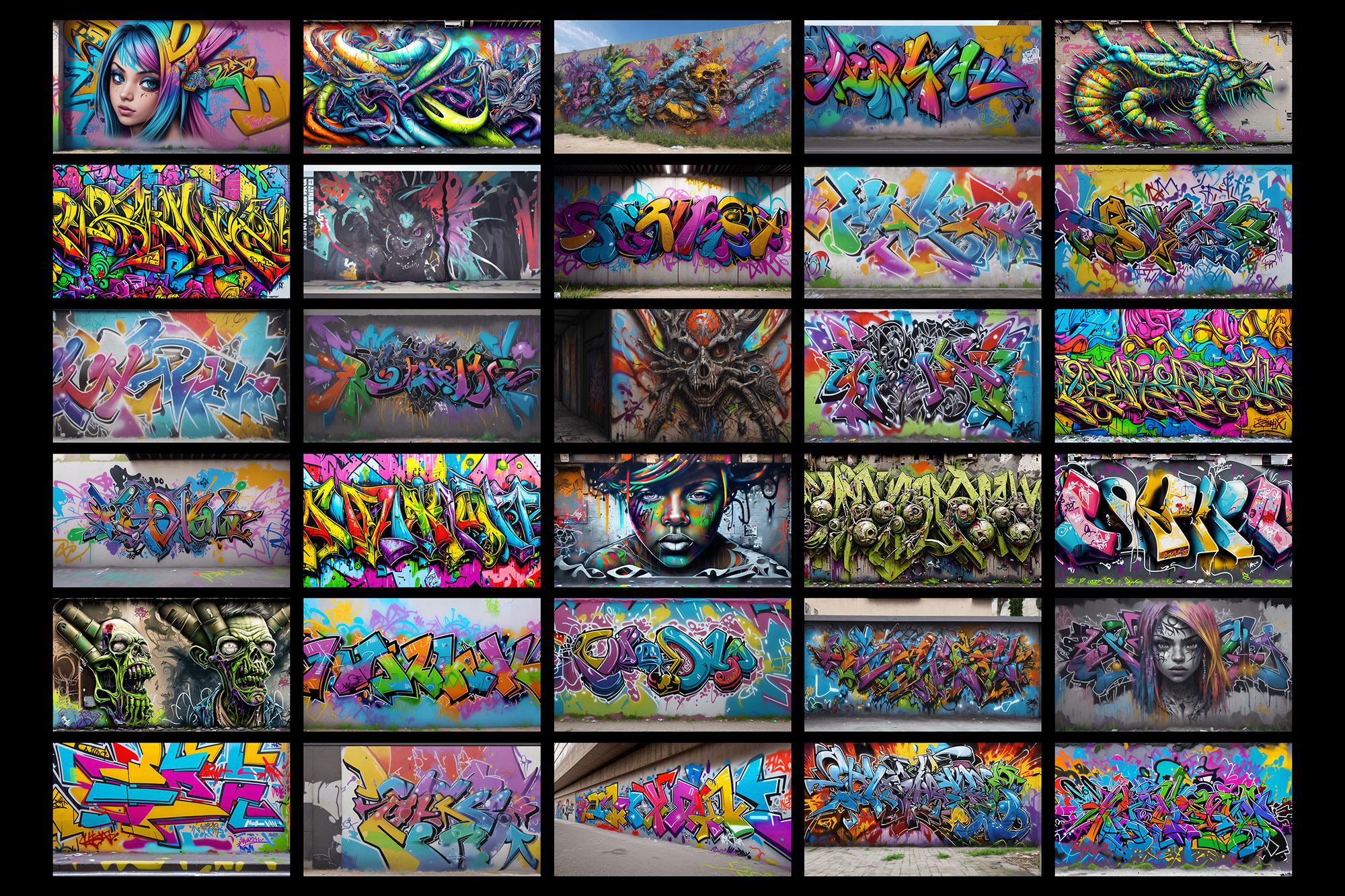 300 Graffiti Wall Colorful Background, Digital Paper, Distressed ...