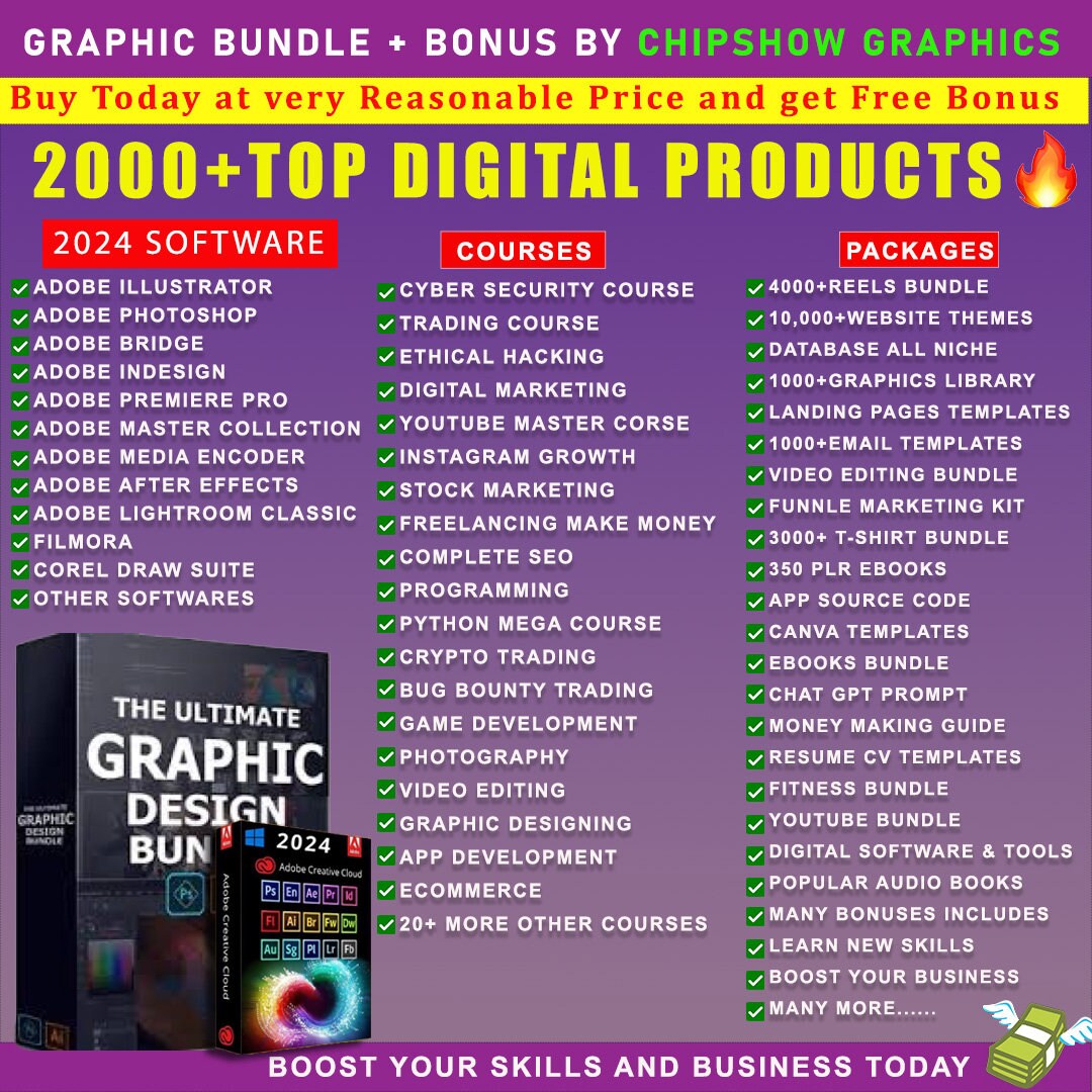 Más de 2000 Ultimate Mega Graphic Bundle / archivos, plantillas / gráficos / Plantillas Mega ...