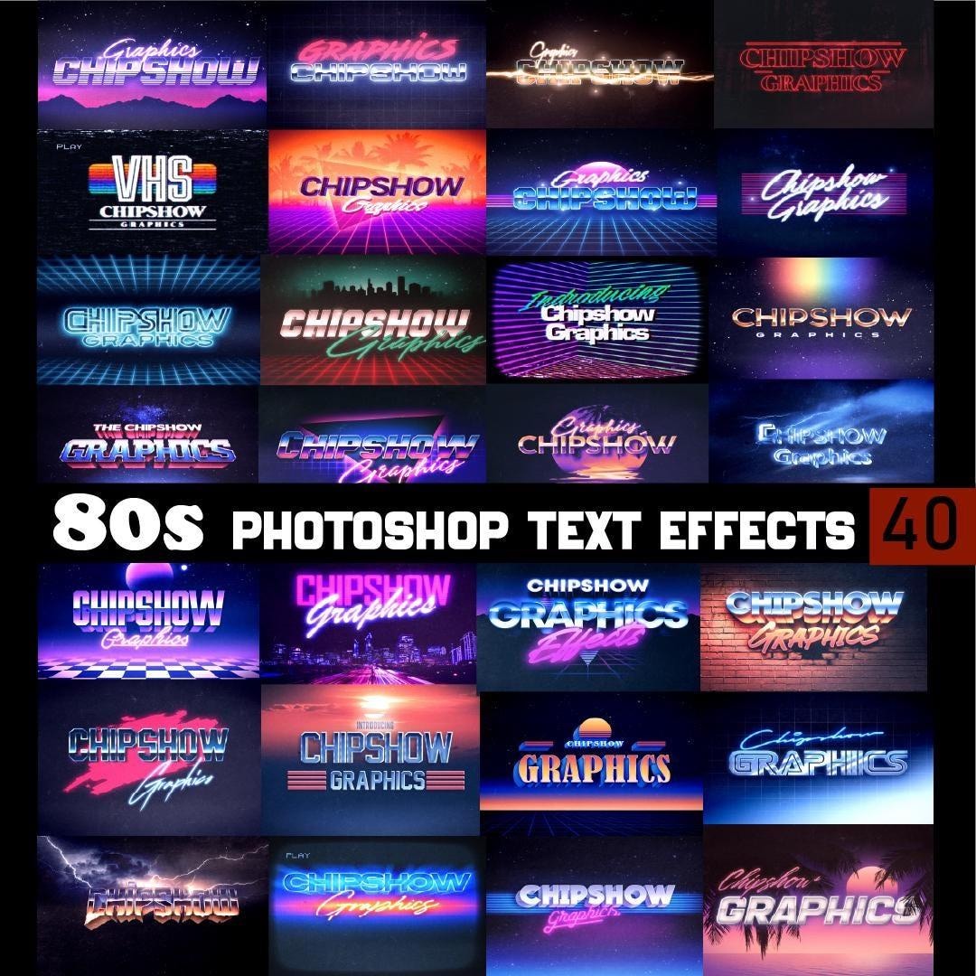 80s Photoshop Text Effects, Text Effects Bundle, Retro Effects, Melting ...