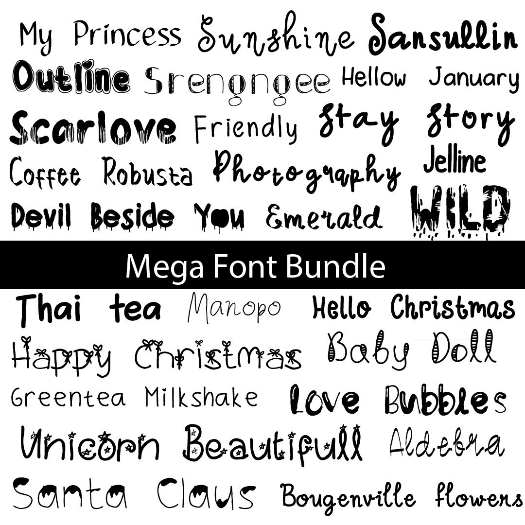 The Ultimate 130 Fonts - Font Bundle Ttf Heart Font, Cricut, Canva Font ...