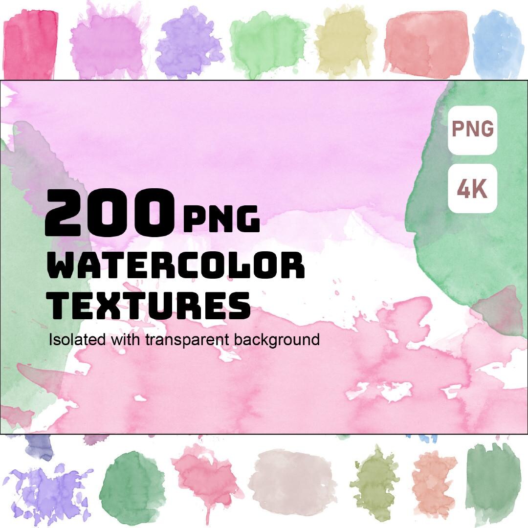 200 Watercolor Swatches Clipart, Watercolor Textures, Realistic ...
