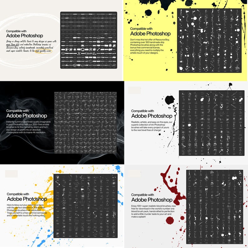 2500+ Photoshop Brush Mega Bundle: Stipple, Scribble, Splatter PSD ...