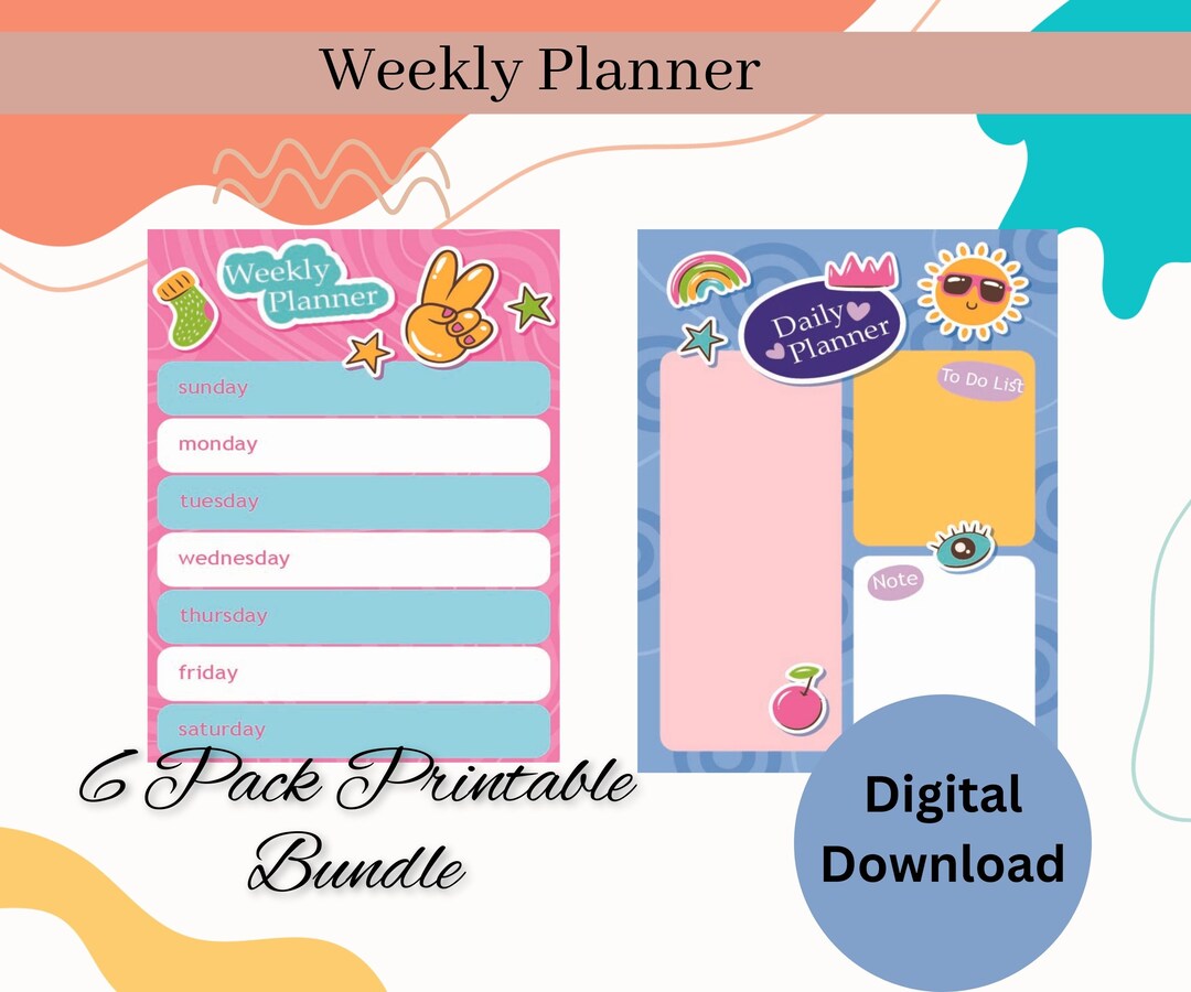 Weekly Printable Planner Funky Theme Cute Planner , 2023 , Personal ...