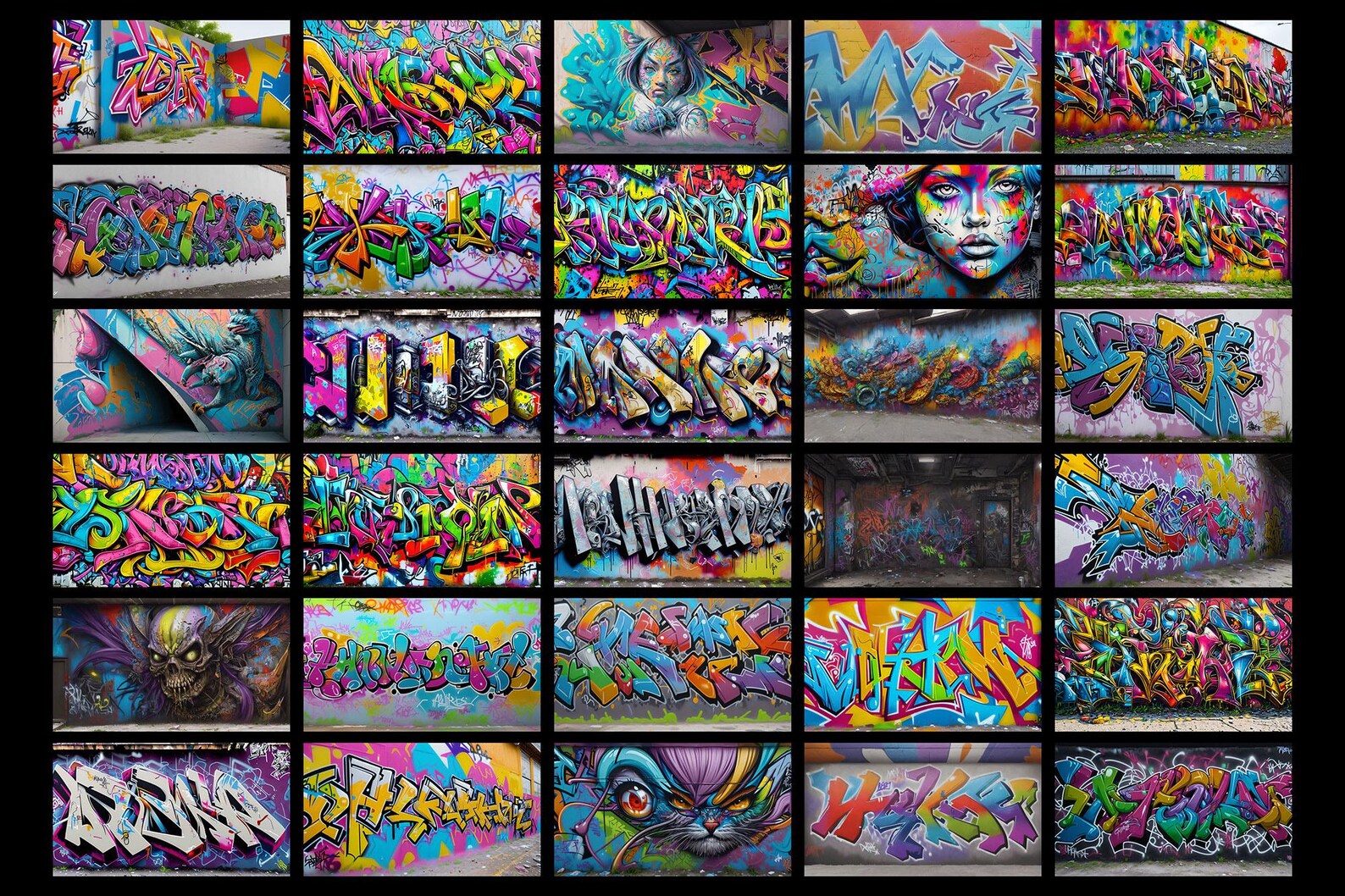 300 Graffiti Wall Colorful Background, Digital Paper, Distressed ...