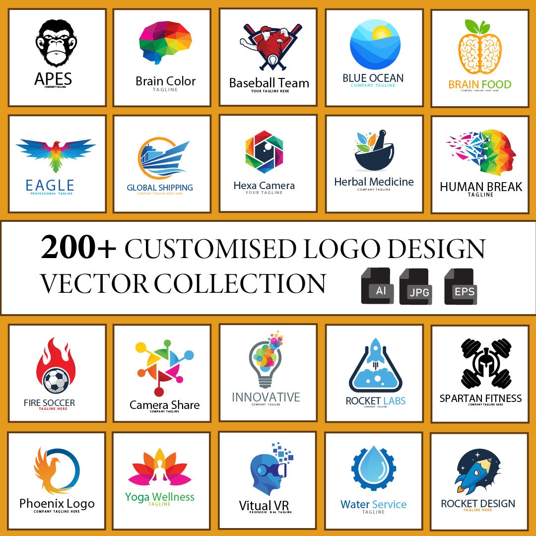 800 Customised Logo Designs Bundle | Graphic Assets Package | Logo ...