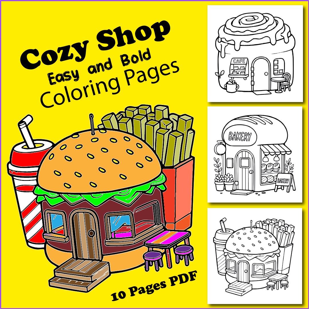 Cozy Shop Corner: Cute Adorable Designs of Cozy, Hygge Spaces Coloring ...