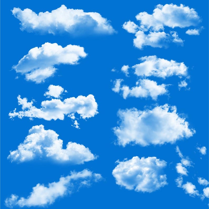 100 Cloud Overlays: 4K Transparent PNG Clipart (digital Download) - Etsy UK
