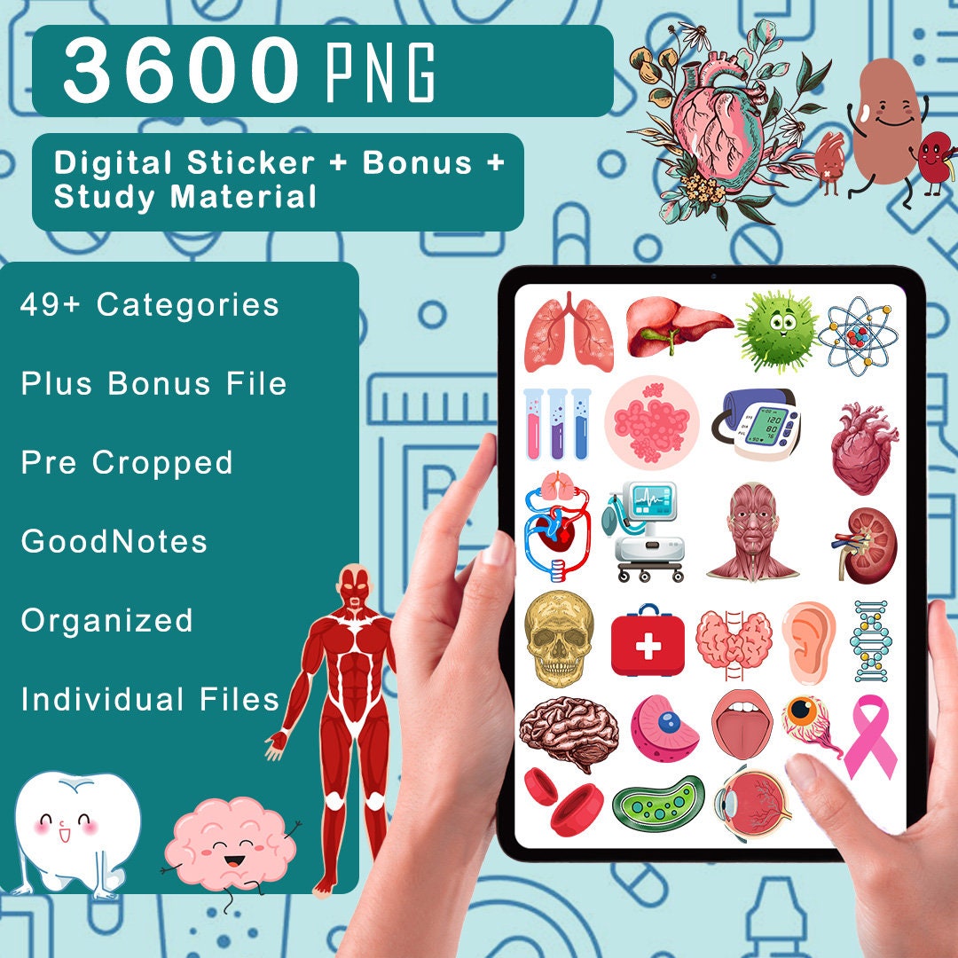 3600 + Biology Digital Stickers, Biology & Anatomy Digital Stickers ...