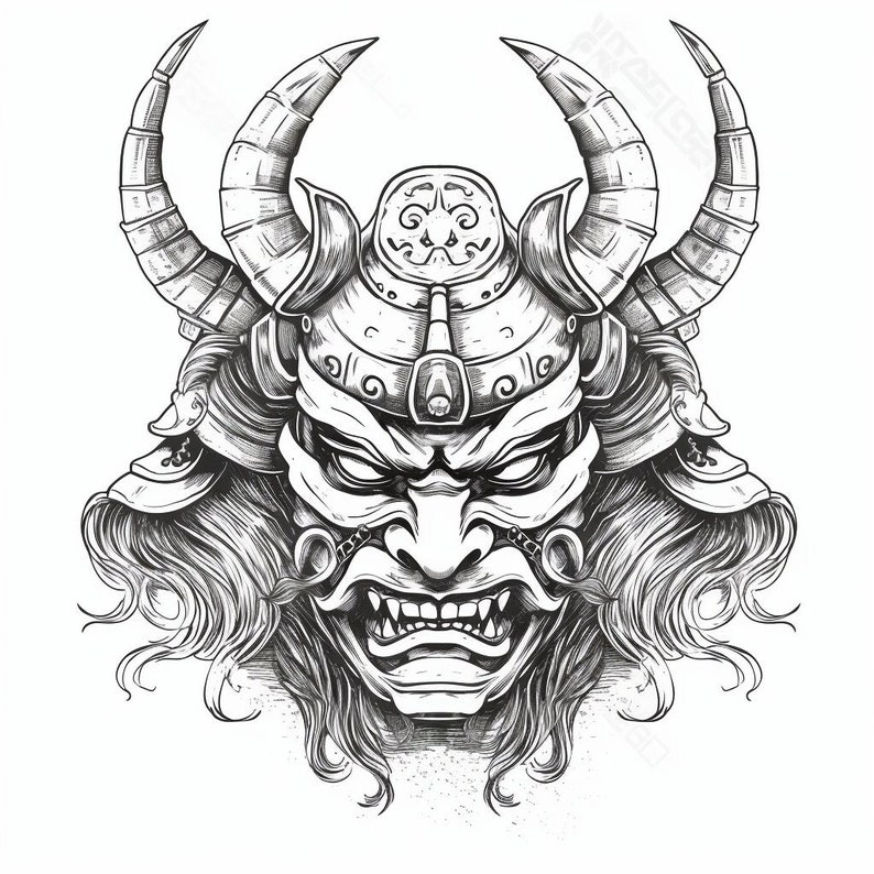 Ink-style Traditional Samurai Mask (digital Download) - Etsy
