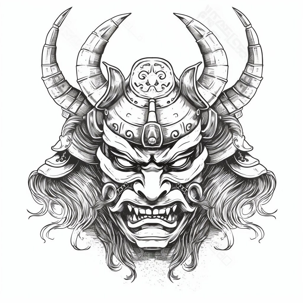 Ink-style Traditional Samurai Mask (digital Download) - Etsy