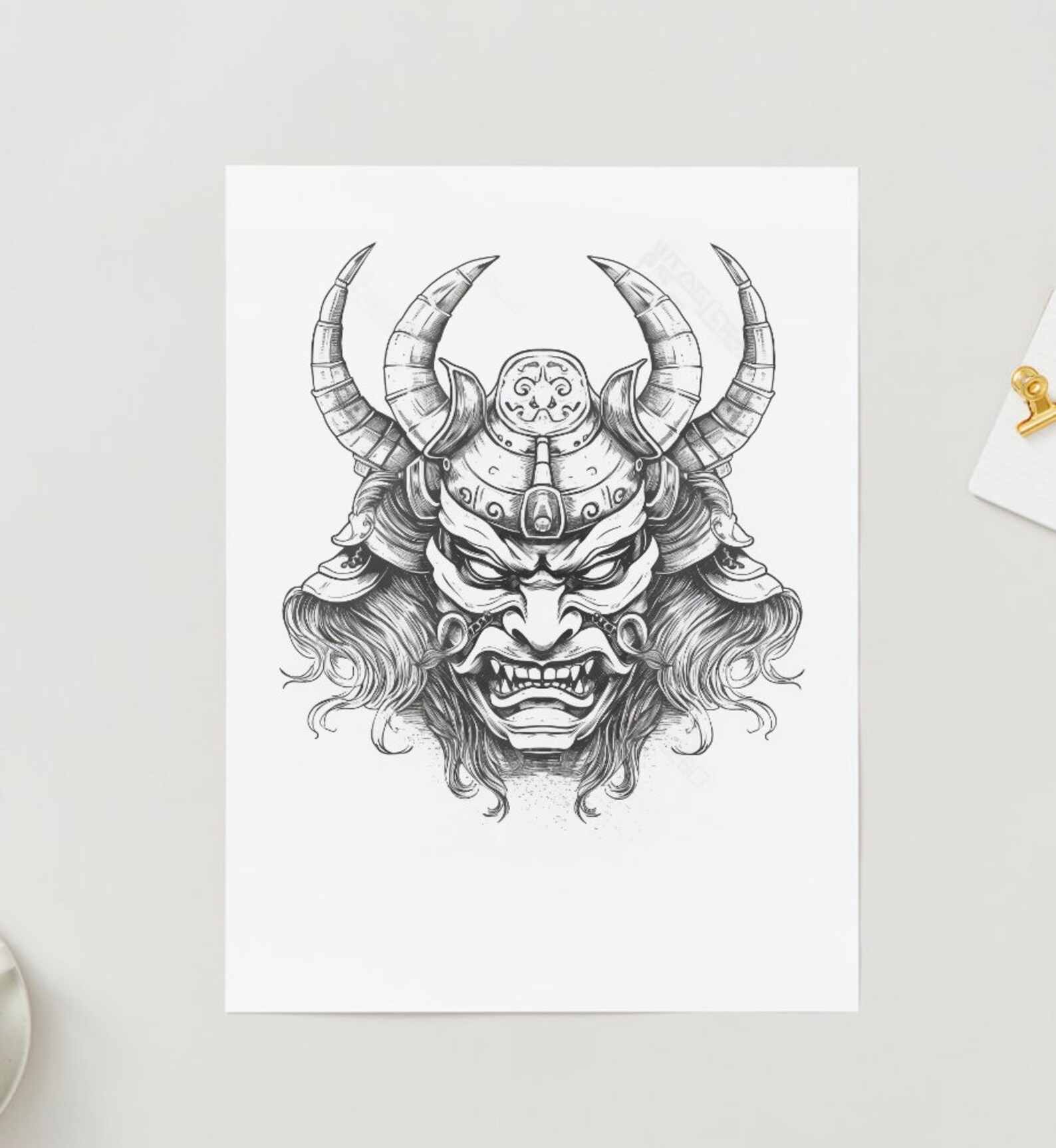 Ink-style Traditional Samurai Mask (digital Download) - Etsy