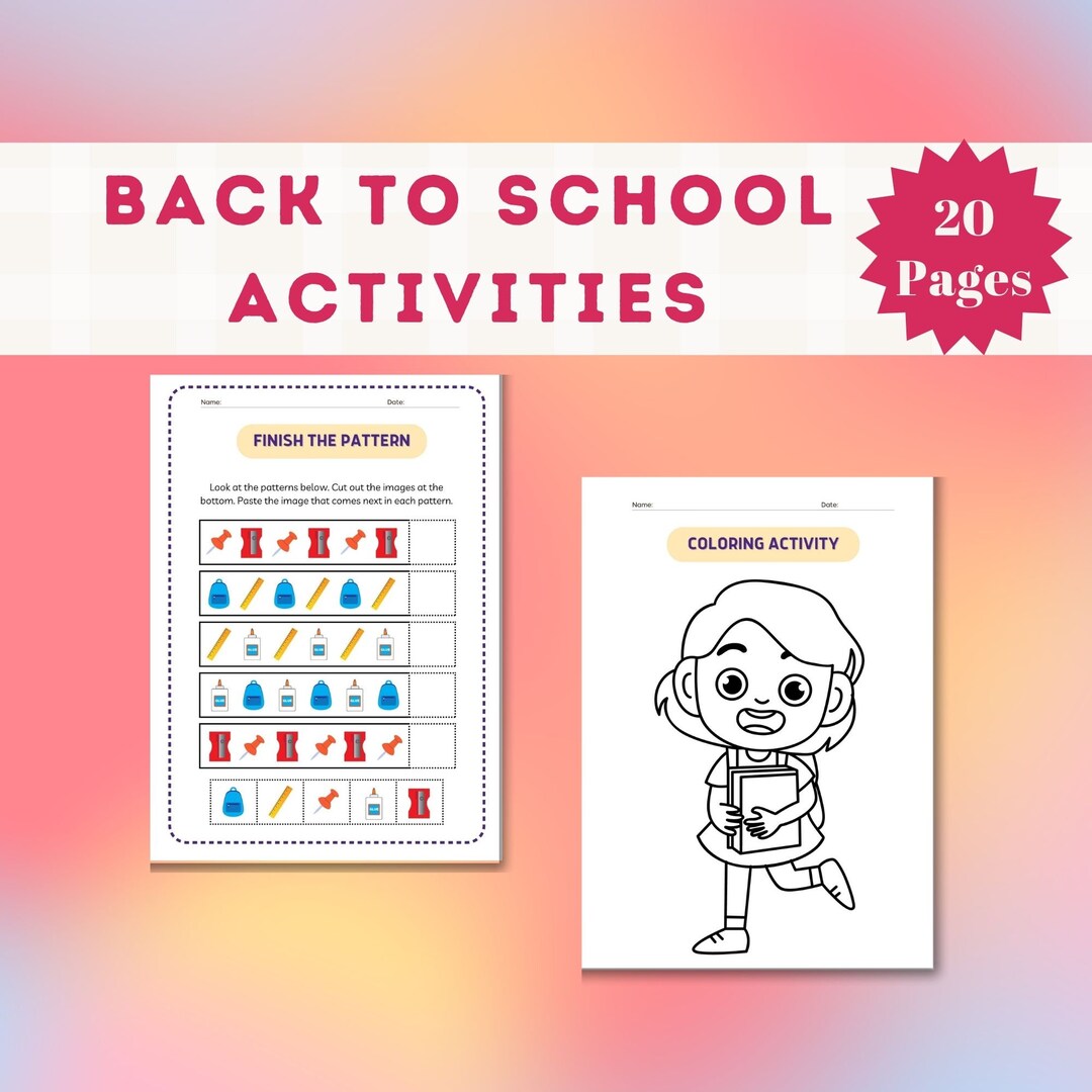 Back to School Activities 20 Printable Activity Sheets First - Etsy