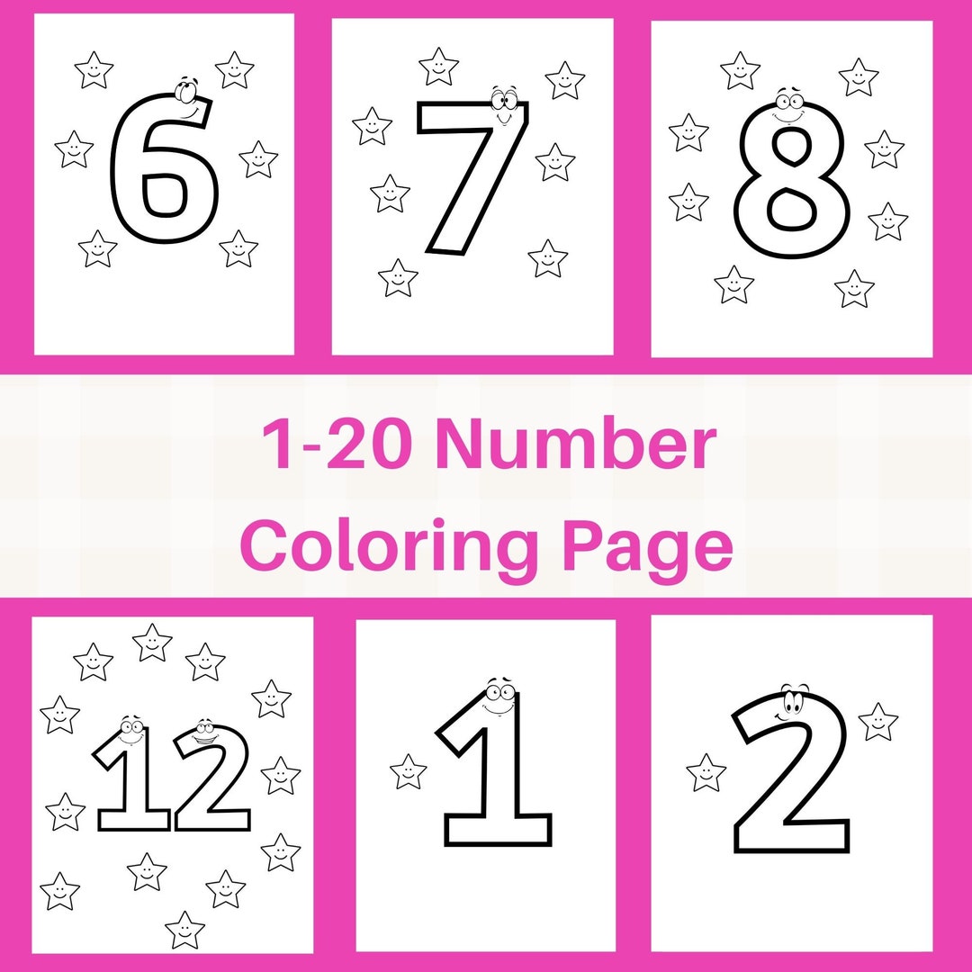 1 20 Numbers Printable Coloring Page Worksheets, Kindergarten ...