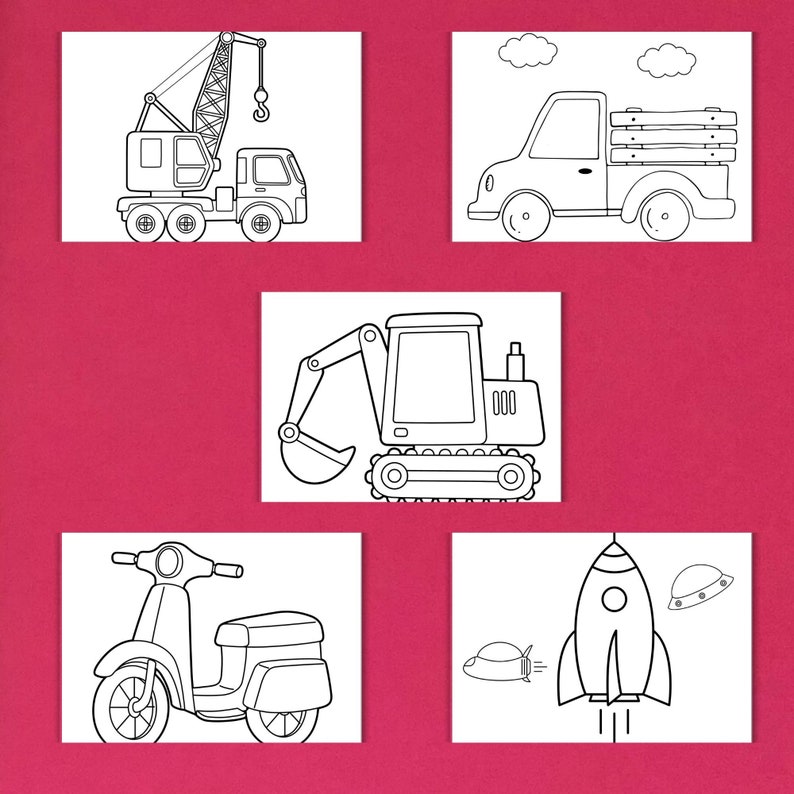 Vehicle Coloring Book, 40 Printable Vehicle Coloring Pages for Kids ...