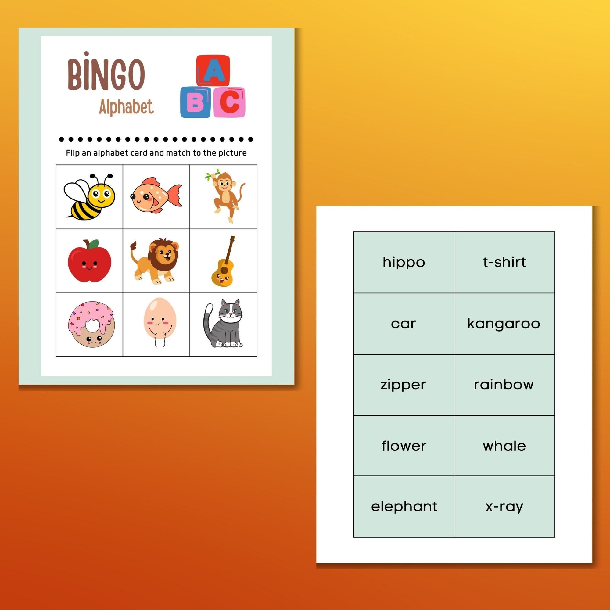 Alphabet Bingo Cards Alphabet Game for Letter Recognition in - Etsy