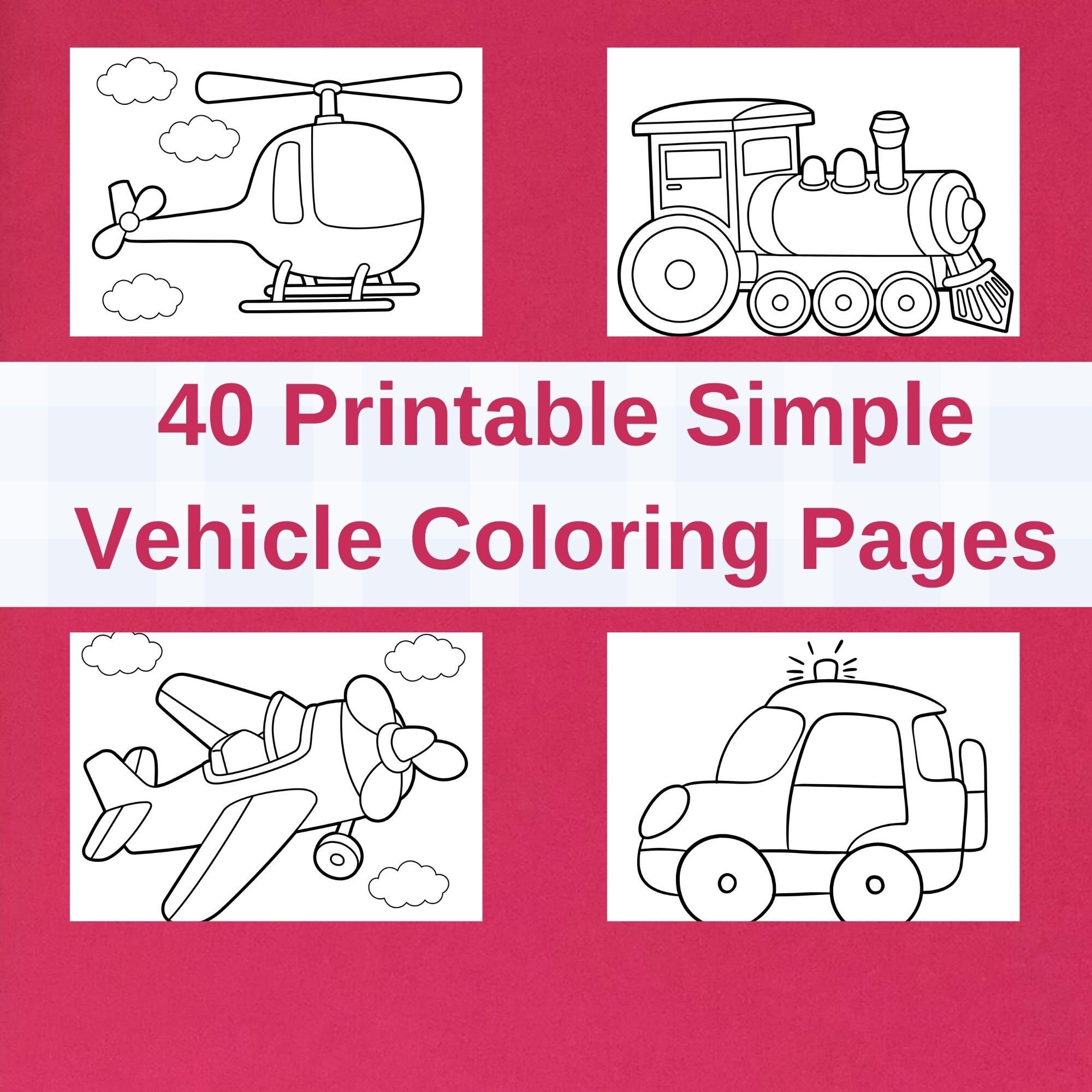 Vehicle Coloring Book, 40 Printable Vehicle Coloring Pages for Kids ...