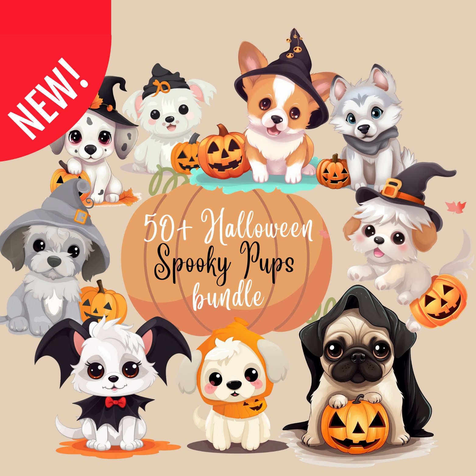 Halloween Dog Clipart Mega Bundle Cute PNG Designs for - Etsy