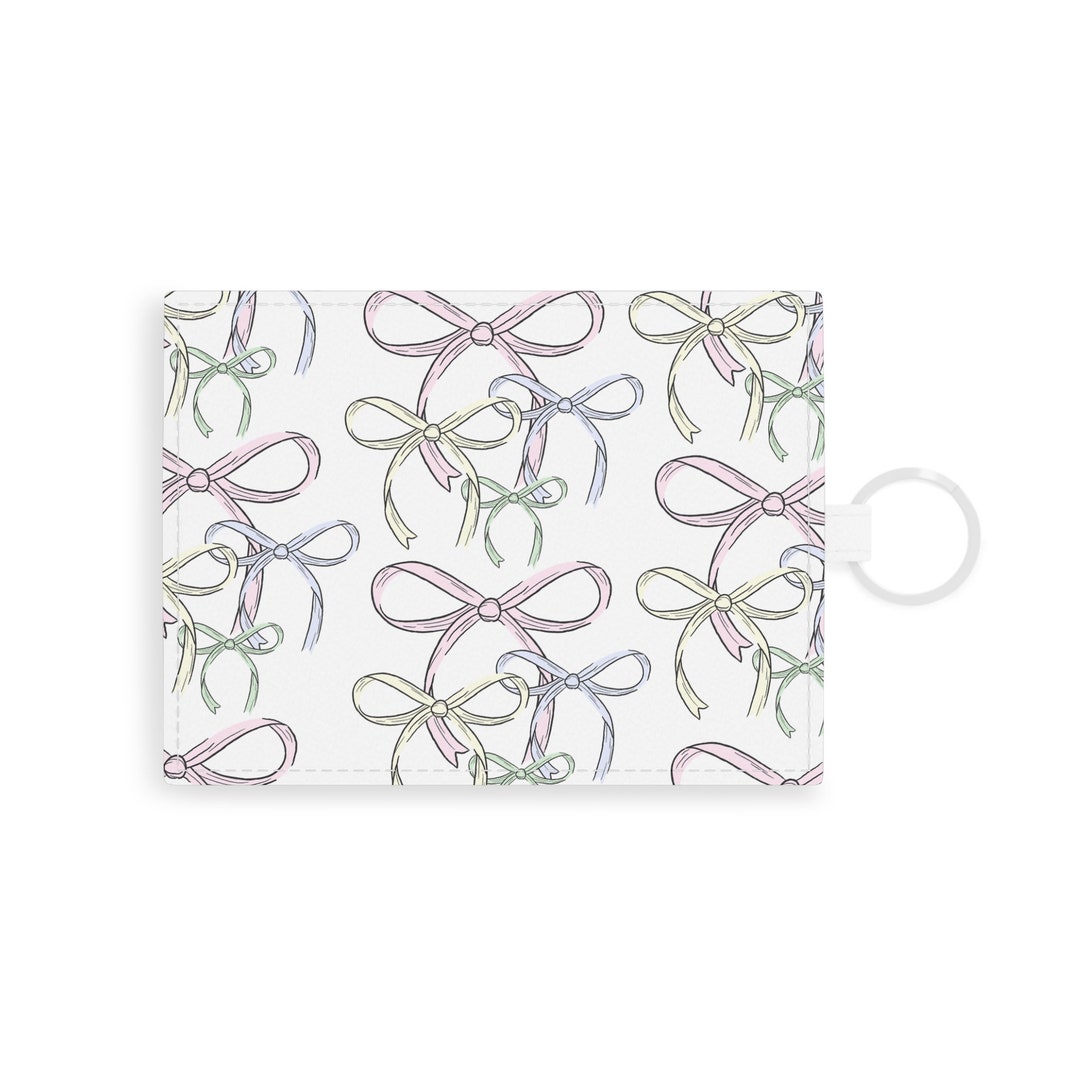 Ribbon Bow Ballet Core Coquette White Leather Card Holder Keychain ...