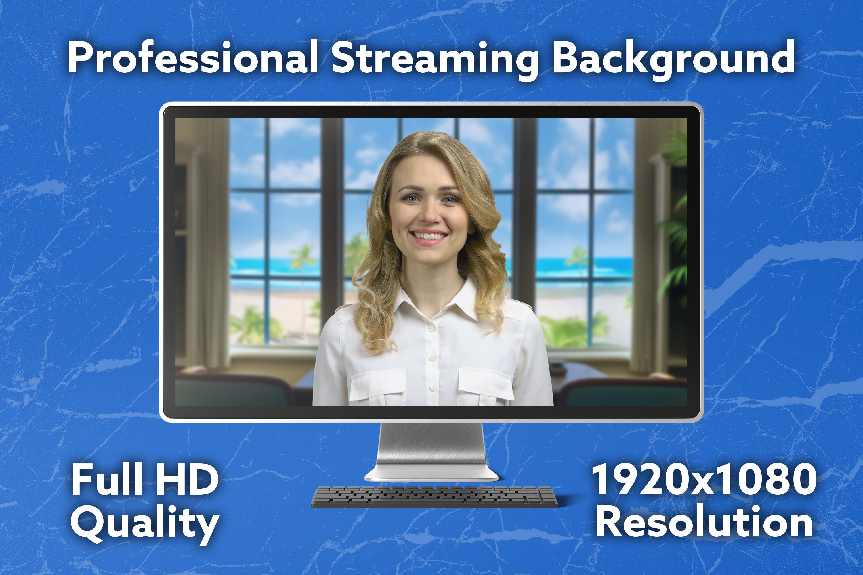 Relaxing Beach Window View Blurred Background for Zoom, Streaming, or ...