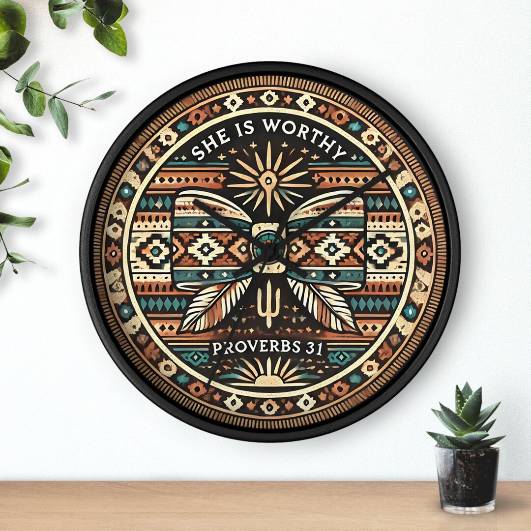 Bohemian Wall Clock She is Worthy Proverbs 31 Inspirational Home Decor ...