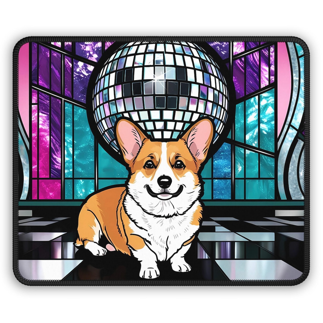 Disco Corgi Gaming Mouse Pad, Corgi Mousepad, Corgi Office Decor, Disco ...