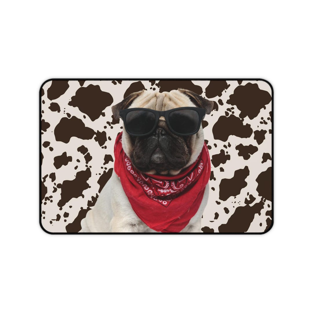 Pug Cowboy Red Bandana Cow Print Desk Mat - Etsy