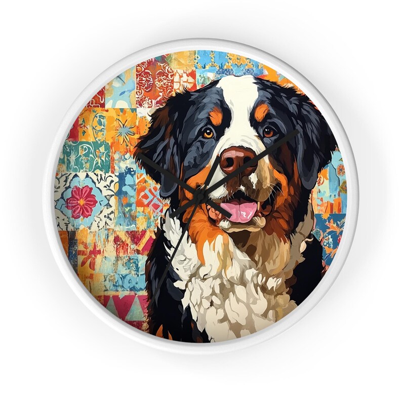Bernese Mountain Dog Berner Boho Wall Clock - Etsy