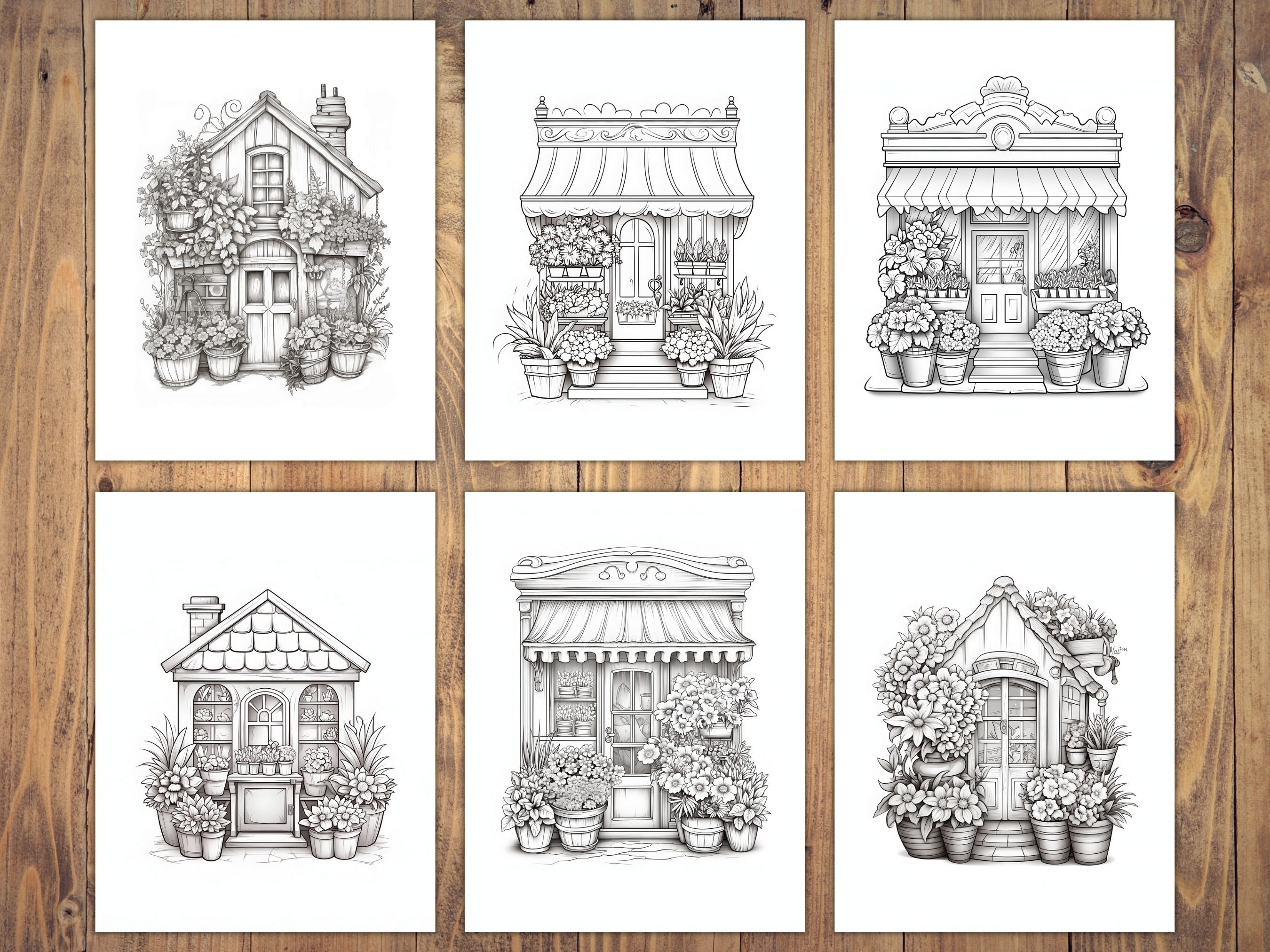 30 Printable Flower Shop Coloring Pages, Coloring Book, Adults Kids ...