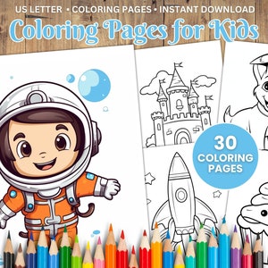 30 Printable Coloring Pages for Kids, Coloring Book, Easy Coloring ...