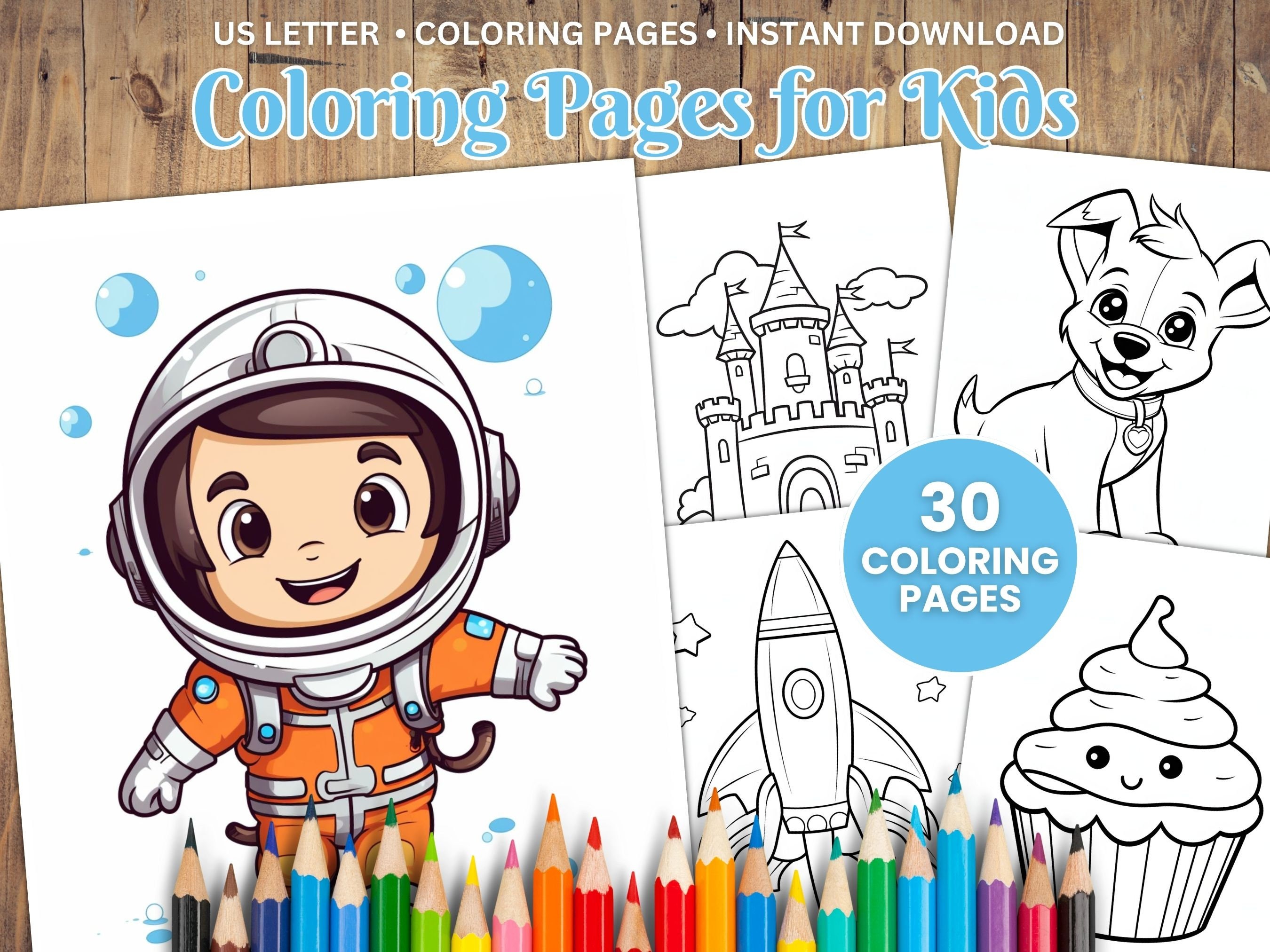 30 Printable Coloring Pages for Kids, Coloring Book, Easy Coloring ...