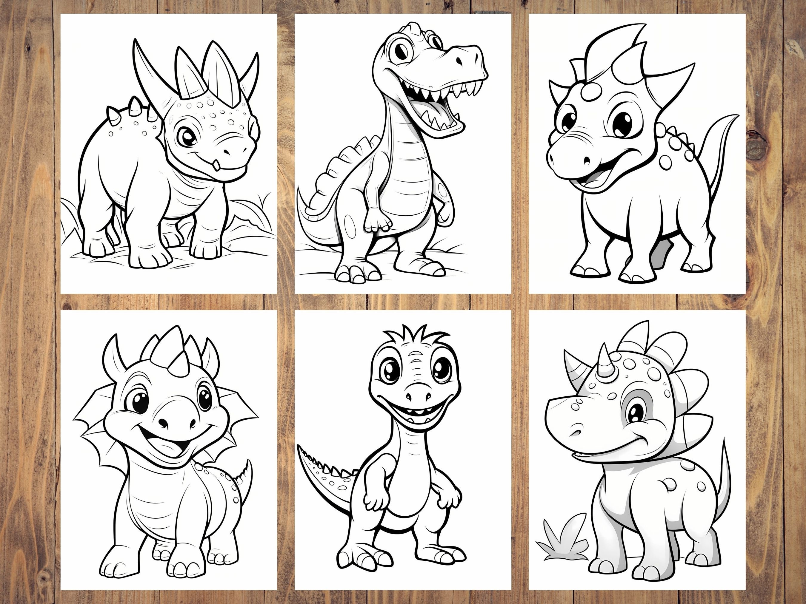 45 Dinosaur Coloring Pages, Toddlers Coloring Book, Easy and Simple ...