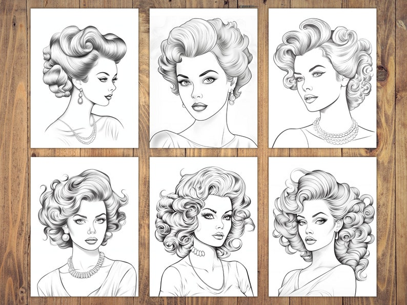 30 Printable 1950s Woman Coloring Pages, Coloring Book, Adults Kids ...