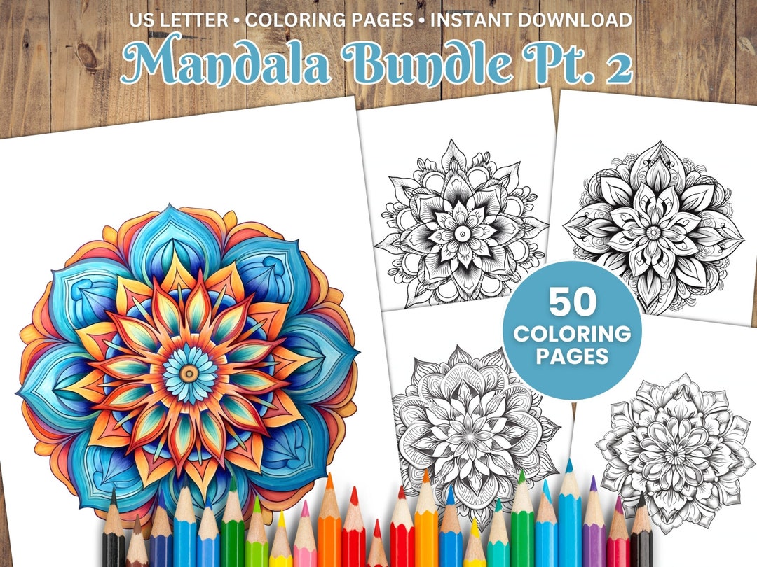 50 Printable Mandala Coloring Pages, Adults + Kids, Mandala Coloring ...