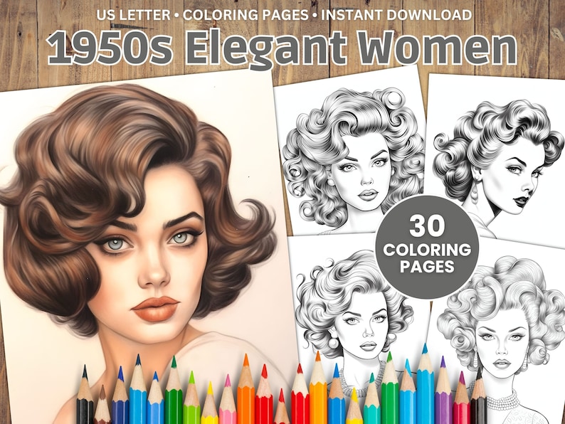 30 Printable 1950s Woman Coloring Pages, Coloring Book, Adults Kids ...