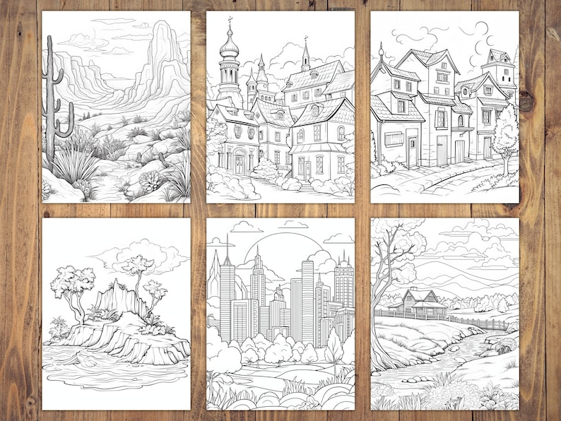 30 Printable Minimalistic Scenery Coloring Pages Coloring - Etsy