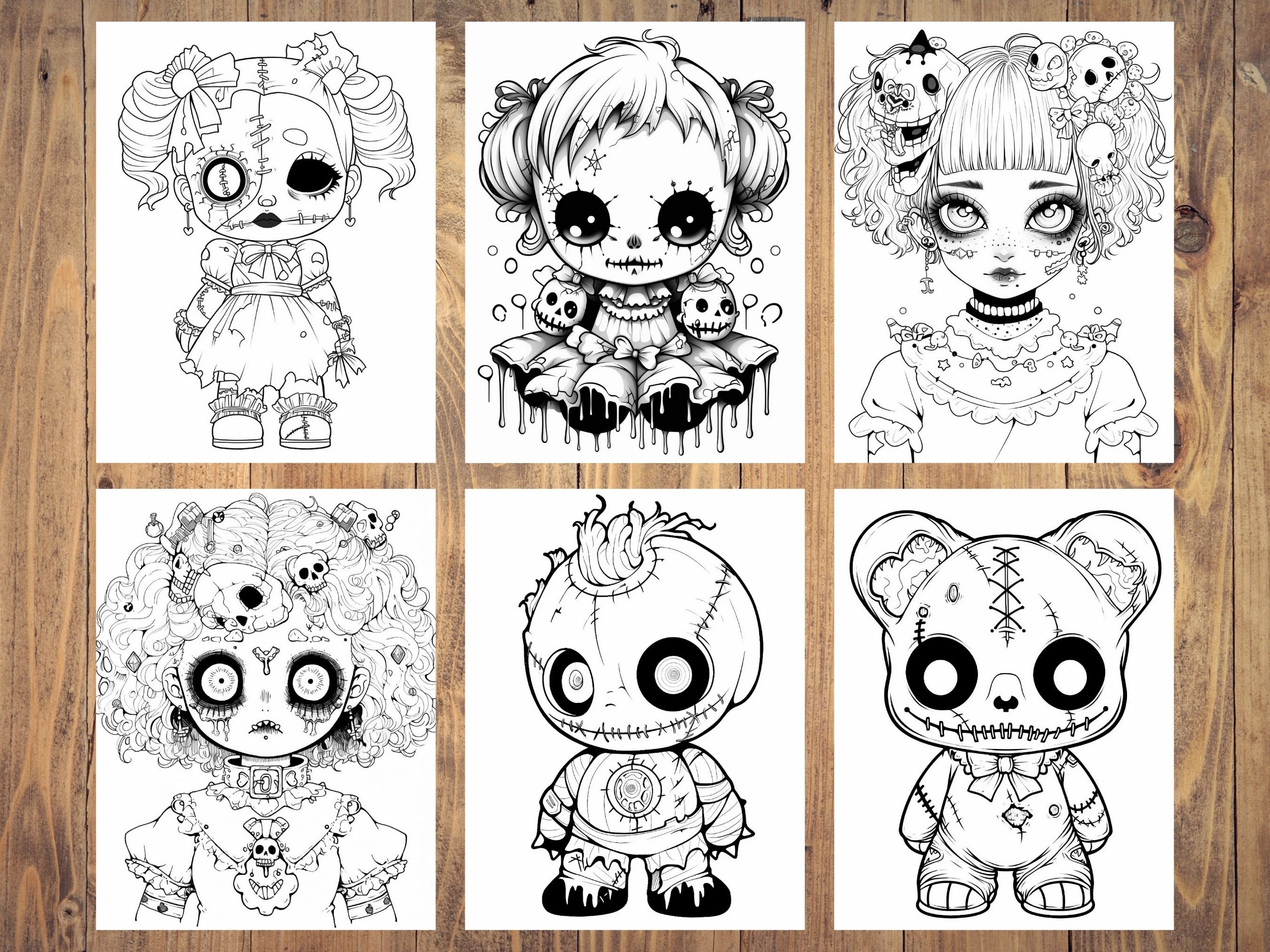 100 Gothic Halloween Coloring Pages, Creepy Holiday Coloring Book ...