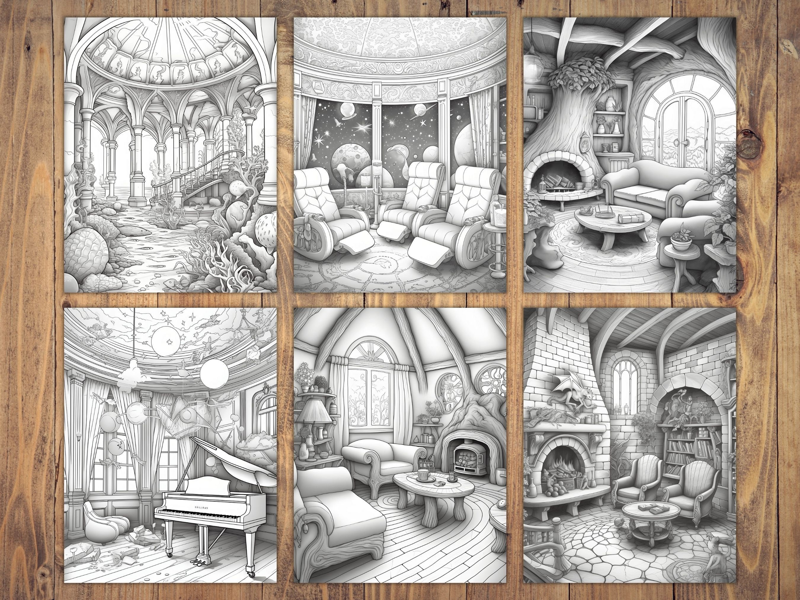 30 Printable Fantasy House Interior Coloring Pages Fantasy - Etsy