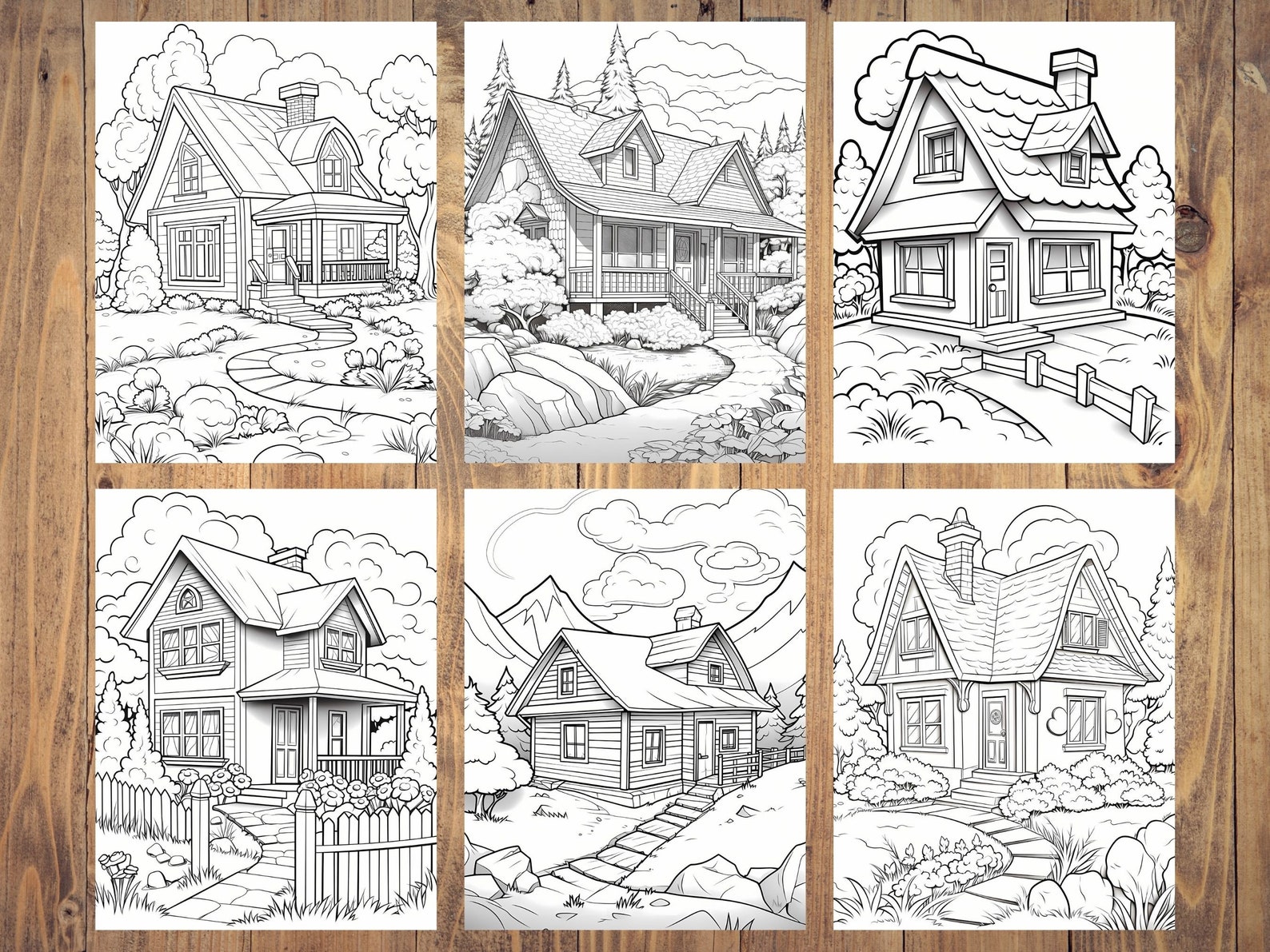 30 Printable Cozy House Coloring Pages, House Coloring Book, Coloring ...