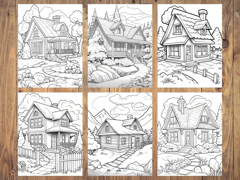 30 Printable Cozy House Coloring Pages, House Coloring Book, Coloring ...