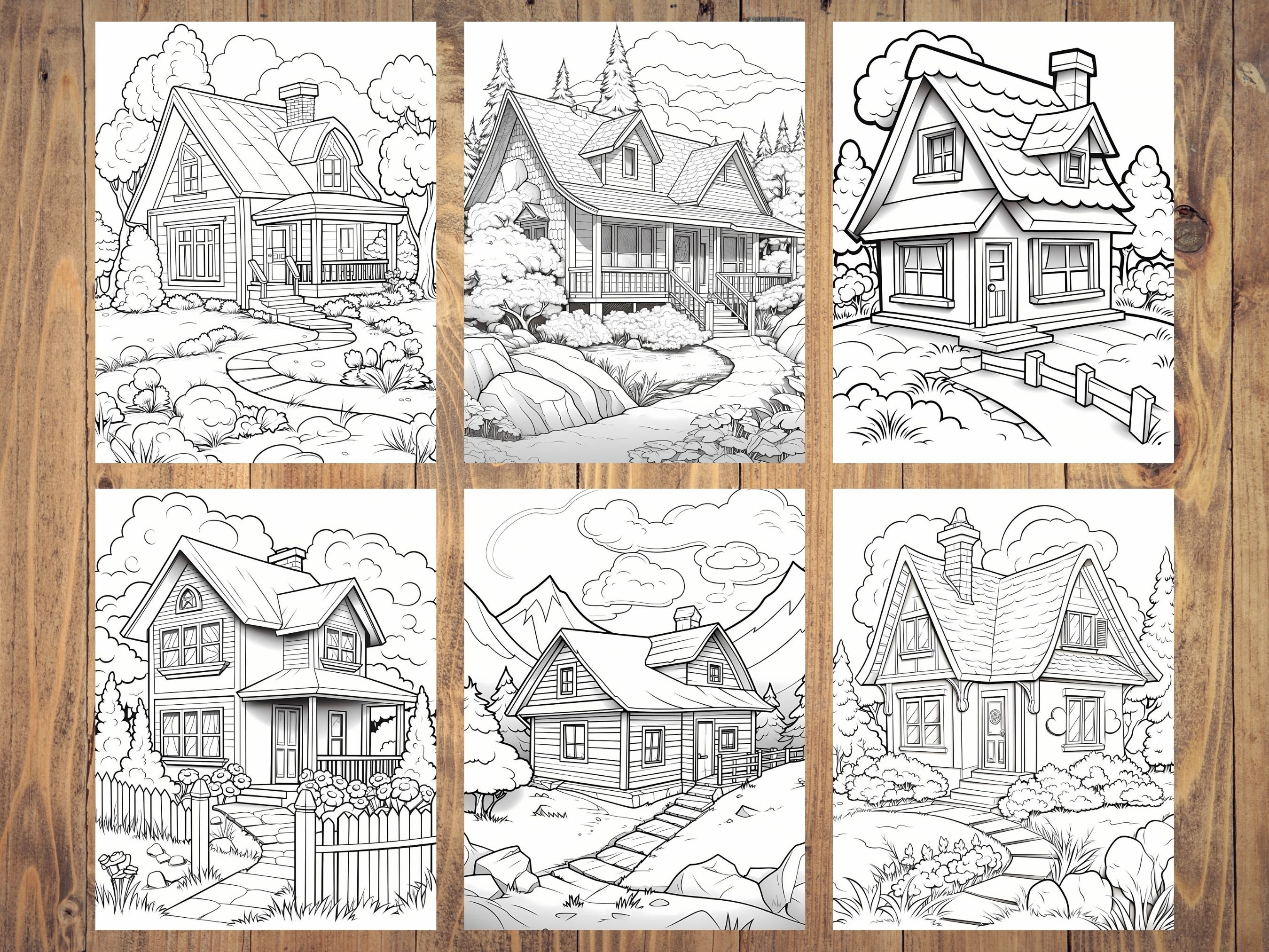 30 Printable Cozy House Coloring Pages, House Coloring Book, Coloring ...