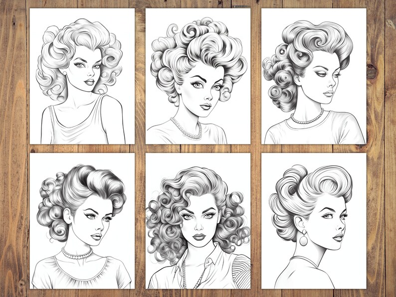 30 Printable 1950s Woman Coloring Pages, Coloring Book, Adults Kids ...